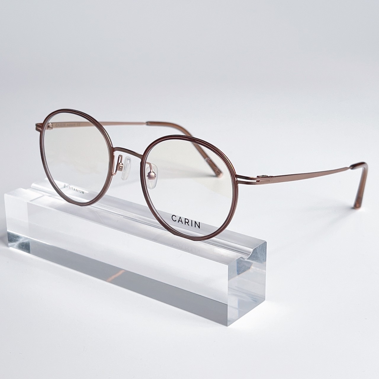 雙目林眼鏡 - 【CARIN】ELLE+ 焦糖色-霧玫金/黑-霧玫金